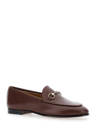 Gucci Womens Loafers Jordan Brown Leather Calfskin