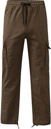 Generic High Street Pantalon ample en popeline pour homme Automne Hiver Pantalon pour loisirs et sport Couleur unie, marron, 4XL