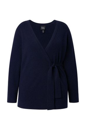 Ulla Popken Strickjacke Strickjacke Bindeband-Verschluss V-Ausschnitt