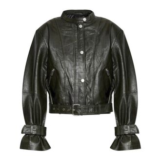 Gestuz Gzelena Lederjacke - - Jackets - Damen - Gr&uuml;n - M