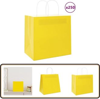 vidaXL Vidaxl - Papiertragetaschen 250 Stk. mit Henkeln Gelb 26x17x25 cm