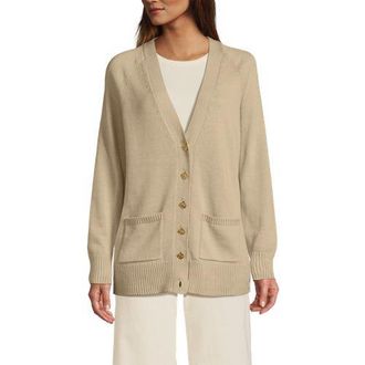 Lands End Relaxter V-Cardigan DRIFTER, Damen, Gr&ouml;&szlig;e:36-38 regular, Wei&szlig;, Baumwolle, by Lands End