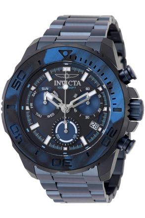Invicta Carbon Hawk 51079 Herrenuhr - Quarzwerk - Edelstahl mit blauem Zifferblatt - 48 mm
