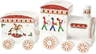 Easy Life Set mit kleinem Zug, dekorativ, Maße: 25,5 x 8 x 12,5 cm, aus Porzellan Polar Express