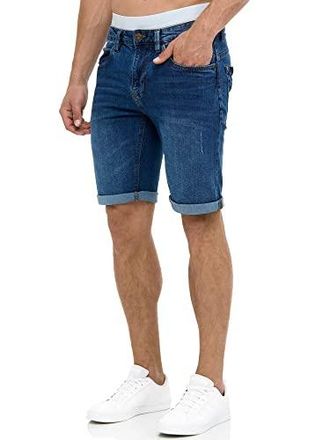 Indicode Hommes Caden Jeans Shorts | Pantalon Court en Jean &agrave; 5 Poches Medium Indigo - Normal XXL