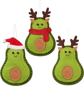 DOITOOL 3 St&uuml;ck Weihnachtsanh&auml;nger Avocado aus Stoff H&auml;ngender Christbaumschmuck f&uuml;r T&uuml;r Baum und Fenster Weihnachtsdeko f&uuml;r Zuhause und B&uuml;ro