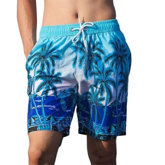 Generico Short de bain 3D color&eacute; pour homme &agrave; s&eacute;chage rapide avec doublure en maille, bleu, 3XL