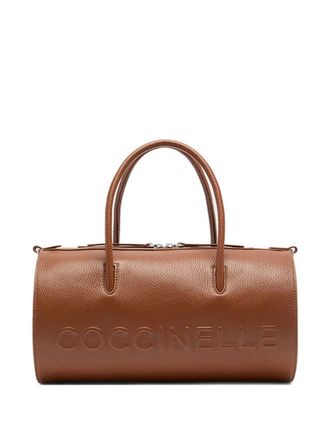 Coccinelle grand sac &agrave; bandouli&egrave;re Myrtha &agrave; logo - Marron