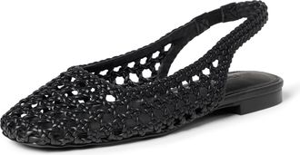 The Drop Palma Woven Flat Slingback-Sandalen, Schwarz gewebt, 36 EU