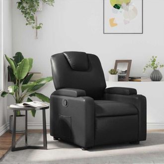 vidaXL Vidaxl - Fauteuil inclinable noir en similicuir - Inclinaison manuelle 135&deg; - Accoudoirs rembourr&eacute;s - Poche lat&eacute;rale et porte-gobelets