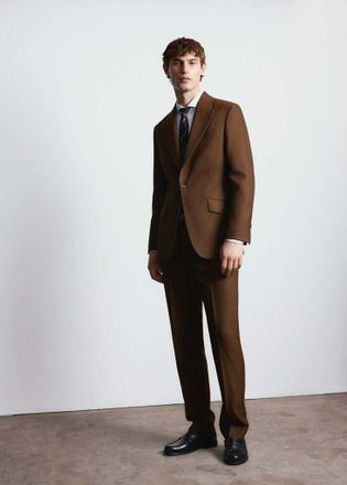 Mango Blazer 100 % laine Vitale Barberis Canonico ocre - Homme - 46 - MANGO MAN