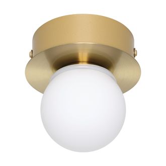 Eglo LED Deckenleuchte Mosiano, kleine Badezimmer Deckenlampe in Kugelform, Badlampe Decke aus Metall in Messing und Glas in Wei&szlig;, Deckenbeleuchtung warmwe