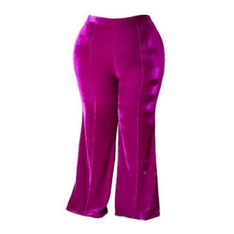 Generic &Eacute;l&eacute;gant pantalon &eacute;pais dhiver pour femme - Grande taille - Pantalon d&eacute;contract&eacute; droit, fuchsia, 3XL Grande taille