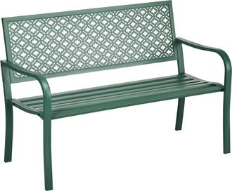 OUTSUNNY Banc de jardin 2 places style graphique romantique 127 x 63 x 83 cm acier thermolaqu&eacute; anticorrosion vert