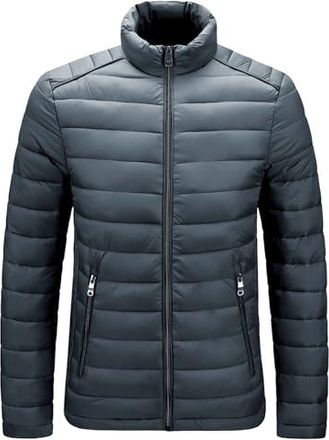 Generic Veste matelass&eacute;e l&eacute;g&egrave;re et pliable pour homme, manteau dhiver chaud, imperm&eacute;able, coupe-vent, veste dext&eacute;rieur d&eacute;contract&eacute;e, gris, XXL