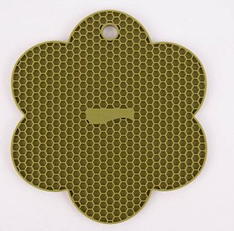 Kochblume Wabenuntersetzer Blume | Premium-Silikon & BPA frei| Hitzebest&auml;ndig | Sp&uuml;lmaschinenfest | 19cm | Farbe: olive