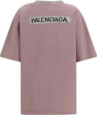 Balenciaga Logo-Print Cotton T-Shirt - Pink