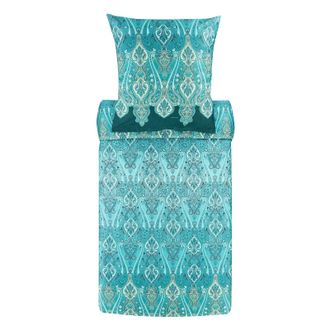 Bassetti RAGUSA Bettwäsche + 2 Kissenhüllen aus 100% Baumwollsatin in der Farbe Tannengrün V1, Maße: 200x200 + 2 K 80x80 cm - 9325873