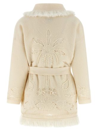 Alanui Hand-Embroidered Virgin Wool Cardigan - Cream