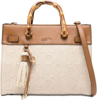 Liu Jo Hobo Bags - Textured Beige Handbag With Bamboo-Style Handles - Gr. unisize - in Beige - f&uuml;r Damen