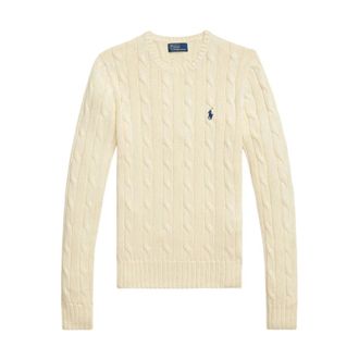 Polo Ralph Lauren Femme, Pulls, Beige, Taille: 42 FR Pull Col Rond Maille C&acirc;bl&eacute;e