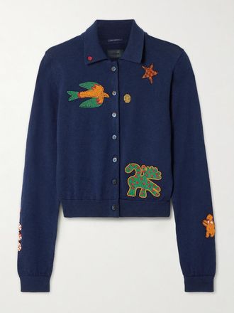 Mother Cardigan En Laine &Agrave; Perles The Racquet - Bleu