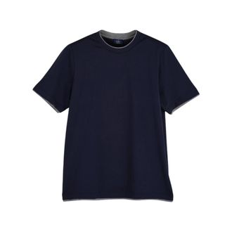 Barba Kurzarm-Baumwoll-T-Shirt - - Tops - Herren - Blau - XL