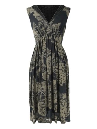 Etro robe brodée à col v - Noir