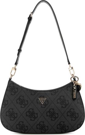 Guess Schultertasche Noelle II Top Zipper Shoulder Bag Coal Logo dunkelgrau