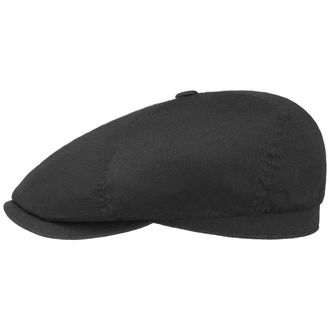 Stetson Cotton Twill Flatcap Gefüttert Baumwolle Atmungsaktiv Unifarben Herren Frühjahr Sommer schwarz XXL (62-63 cm)