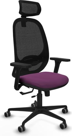 Piqueras y Crespo Cilanco Stuhl f&uuml;r lange Arbeitsstunden mit 3D-Armen, h&ouml;henverstellbare Lendenwirbelst&uuml;tze und h&ouml;henverstellbares Kopfteil, Schwarz / Violett