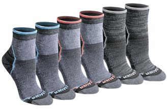 Eddie Bauer Damen Dura Dri Moisture Control 6 Paar Viertelsocken, Anthrazit, sortiert, 6 Paar, Medium
