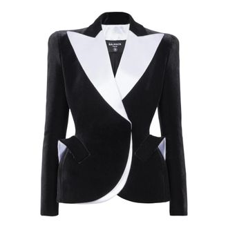 Balmain Strukturierte Jacke aus Samt und Satin - - Jackets - Damen - Schwarzk - 2XS