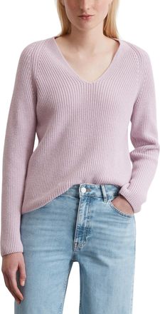Marc O'Polo Damen Strickpullover mit V-Ausschnitt Slim Fit, Rosa (Pale Lilac), XXL