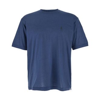 C.P. Company T-Shirt mit Rundhalsausschnitt und Logo-Stickerei - - Tops - Herren - Blau - 2XL