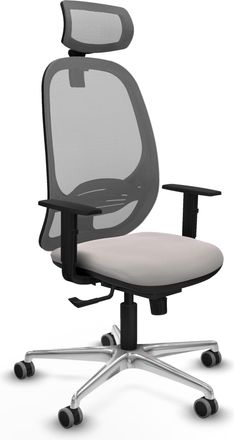 Piqueras y Crespo Schreibtischstuhl in Grau und Wei&szlig;, mit 1D-Armlehnen, h&ouml;henverstellbare Lendenwirbelst&uuml;tze und h&ouml;henverstellbares Kopfteil, Grau/Wei&szlig;