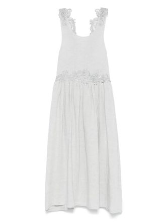 Maurizio robe mi-longue à ornements en dentelle - Gris