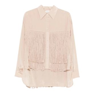 Alysi Femme, Blouses et Chemises, Beige, Taille: 36 FR Camicia visco trim