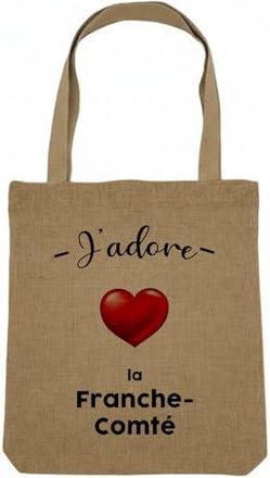 Fabulous Sac Shopping Tote Bag Aspect Lin - Jadore La Franche Comte Region de France - Sac de Courses Toile Epaisse 360g Beige Naturel Cabas Port&eacute; Epaule Solid