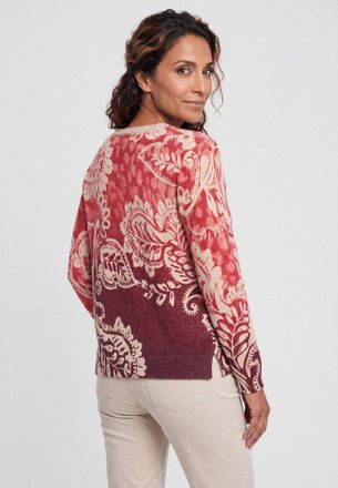 Olsen Strickpullover mit Panneaux-Dessin und Rundhalsausschnitt