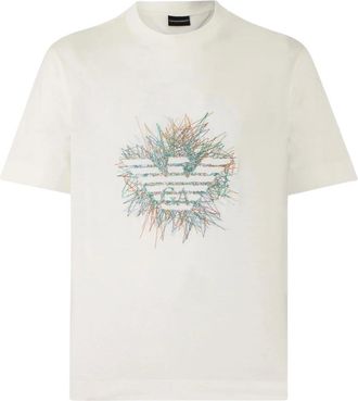 Emporio Armani Homme, Tops, Blanc, Taille: XL T-Shirt avec Logo Aigle