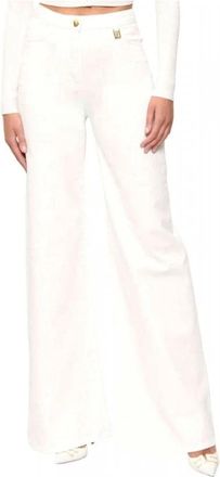 Elisabetta Franchi Femme, Jeans, Blanc, Taille: W28 Jean Palazzo avec D&eacute;tail Logo