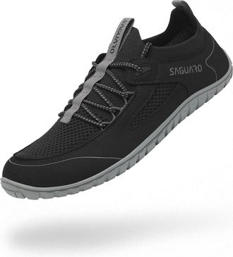 Saguaro Barfußschuhe Damen Herren Barfuss Schuhe Knit Barfussschuhe Minimalistische Fitnessschuhe Barefoot Shoes, Flex II Schwarz, Gr.39