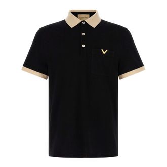 Valentino Garavani Polo-Shirt aus Baumwoll-Piqu&eacute; - - Tops - Herren - Schwarzk - S