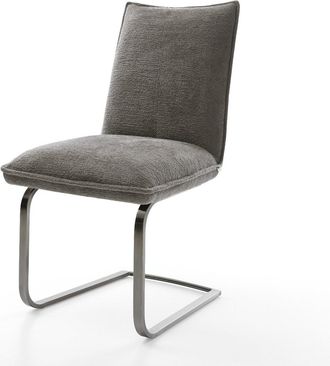 DELIFE Freischwinger Lelio-Flex Boucl&eacute; Soft Schlamm Freischwinger flach Graphit Taschenfederkern, Esszimmerst&uuml;hle