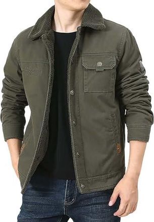 Generic Vestes dhiver pour hommes, veste polaire chaude pour homme, couleurs unies, veste militaire, veste rembourr&eacute;e &agrave; manches longues, veste d&eacute;contract&eacute;e et