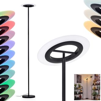 HOFSTEIN LED Stehleuchte Byrum, dimmbare Stehlampe aus Metall/Glas in Schwarz/Wei&szlig;, verstellbare Leuchte im modernen Design, Touchdimmer, CCT, 186,5 cm, Wohnzi