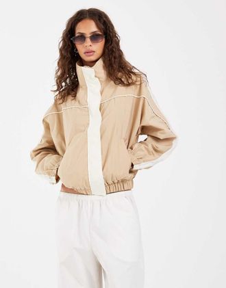 Asos Windbreaker-Jacke mit Stehkragen in Beige, Kombiteil-Neutral