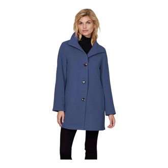 Junge Femme, Manteaux, Bleu, Taille: 42 FR &Eacute;l&eacute;gante Veste en Laine Bleu Poussi&egrave;re