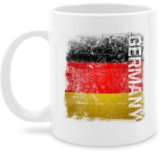 Shirtracer Tasse Tassen 325ml - Fu&szlig;ball EM WM - Germany Vintage Flagge - 325 ml - Wei&szlig; - 2024 fussball german fanartikel europameisterschaft germania fu ball deu